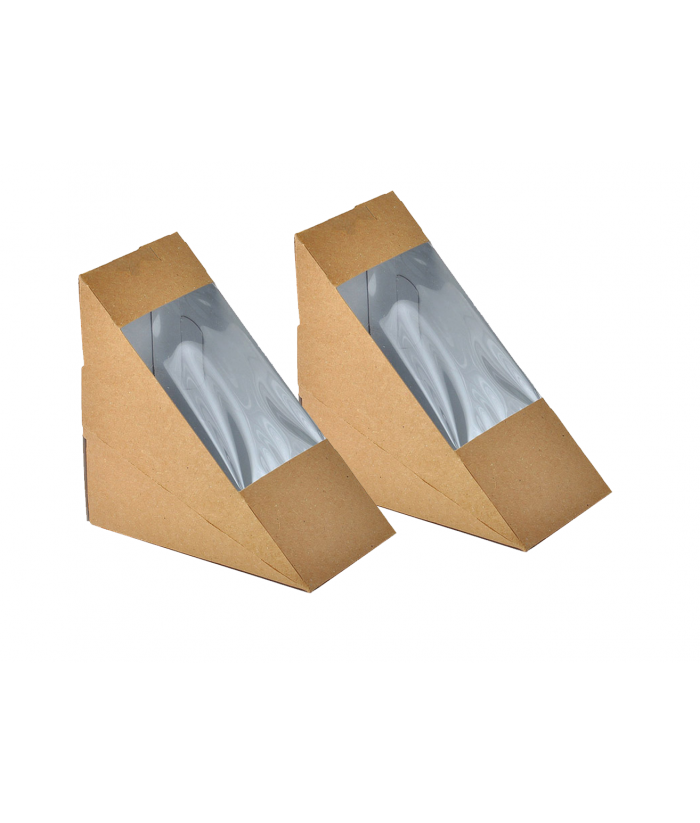 Paper Sandwich Wedge Box Kraft with window